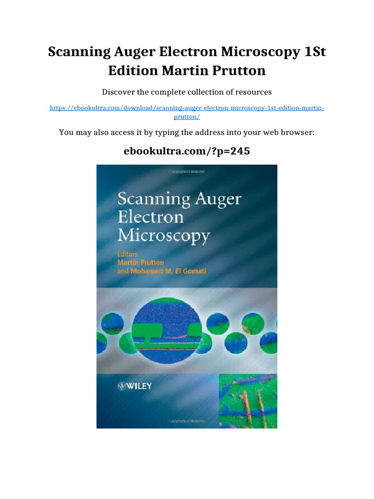 Scanning Auger Electron Microscopy 1st Edition Martin Prutton pdf ...