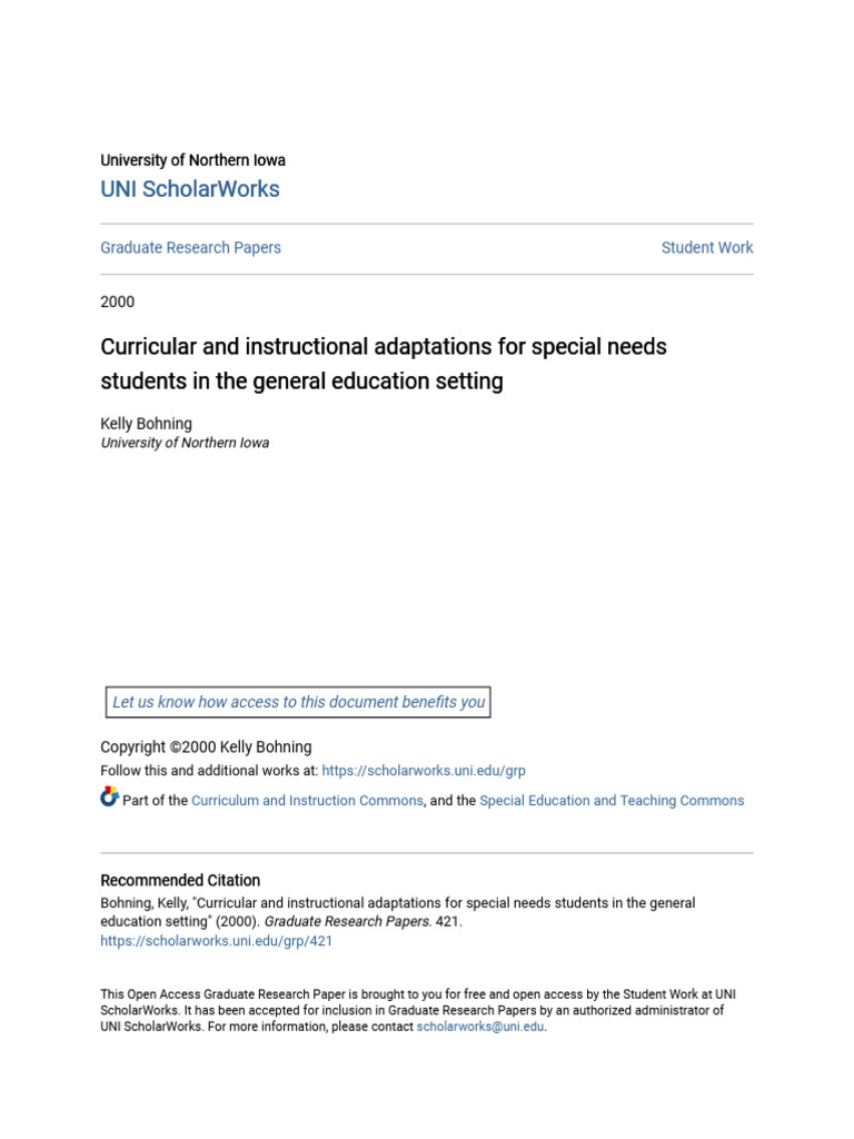 Curricular and Instructional Adaptations for Special Needs Studen | PDF ...