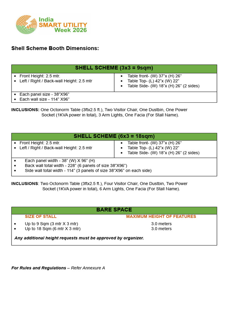 Shell Scheme Booth Dimensions | PDF
