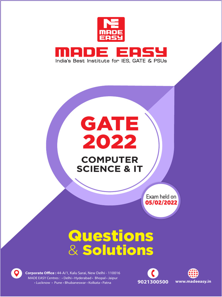 GATE 2022 Paper Solution (CS) MadeEasy (1) | PDF