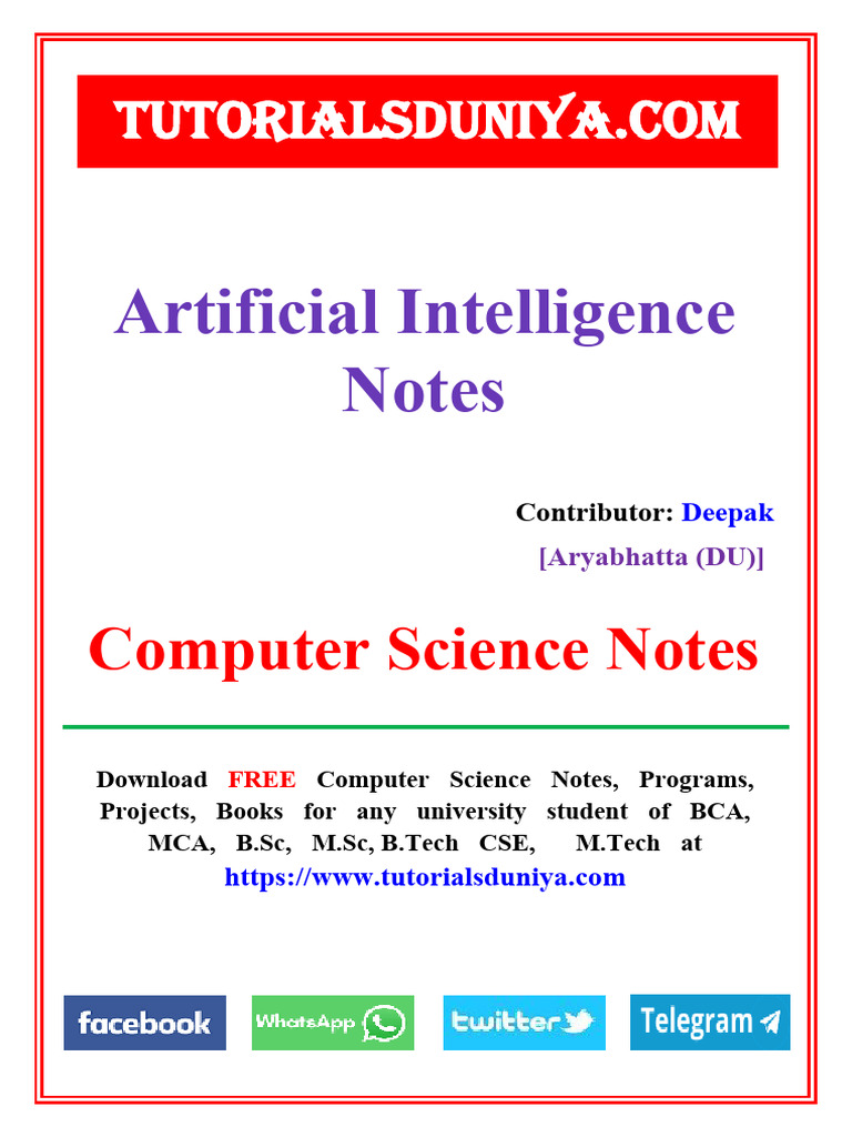 Artificial Intelligence Notes 2 - TutorialsDuniya | PDF | Machine ...