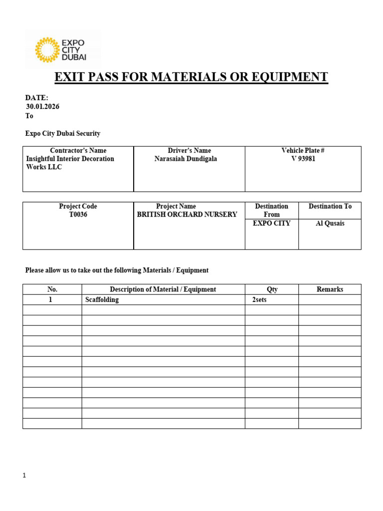BON - Material EXit Permit MEP 30012026 - Signed_260130_171020 | PDF