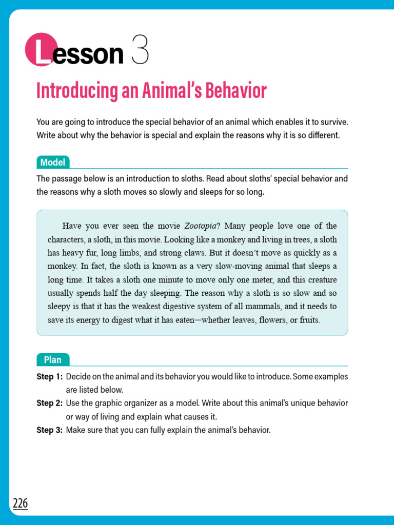 L03-寫作手冊pdf檔 (Introducing an Animal's Behavior) | PDF
