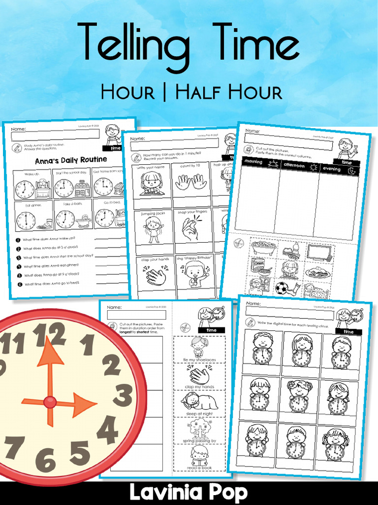 Telling Time Worksheets Hour and Half Hour | PDF