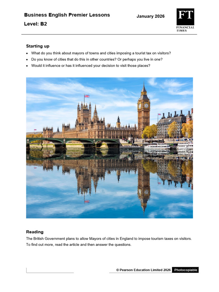 Business English Premier Lesson B2 January 2026 With Key | PDF | Taxes ...
