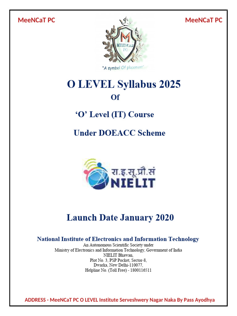 O LEVEL Syllabus.1 | PDF | Html Element | World Wide Web