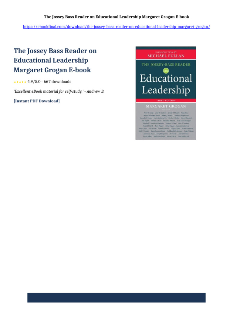 The Jossey Bass Reader on Educational Leadership Margaret Grogan ebook ...