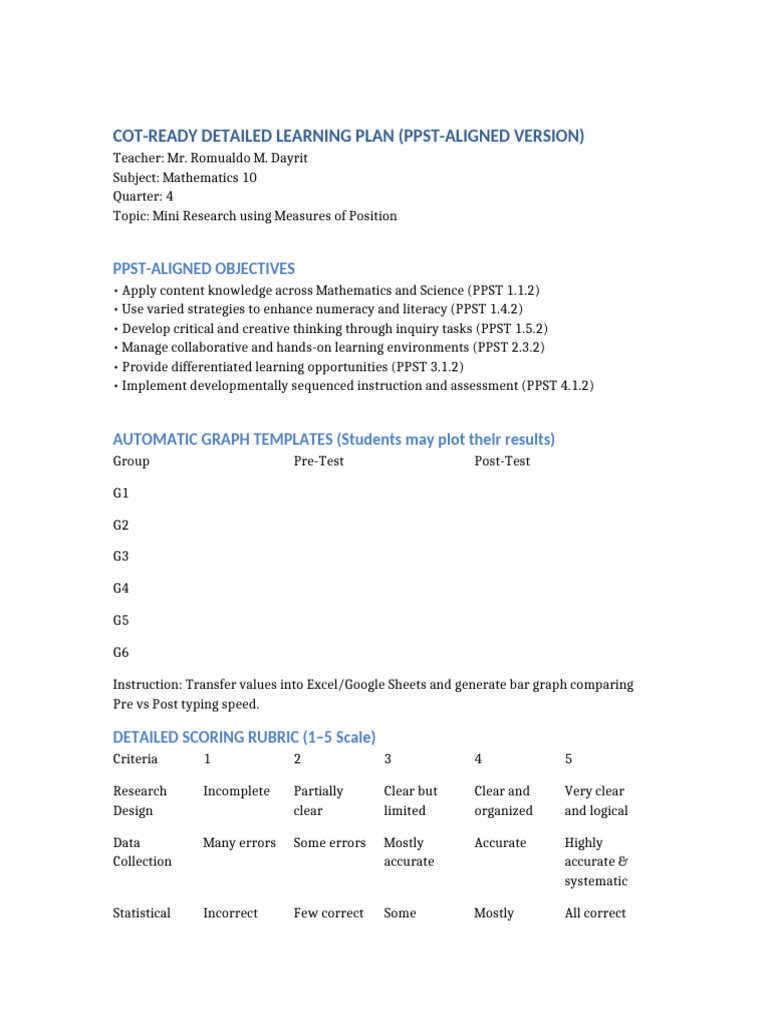 COT Enhanced DLP PPST Dayrit | PDF