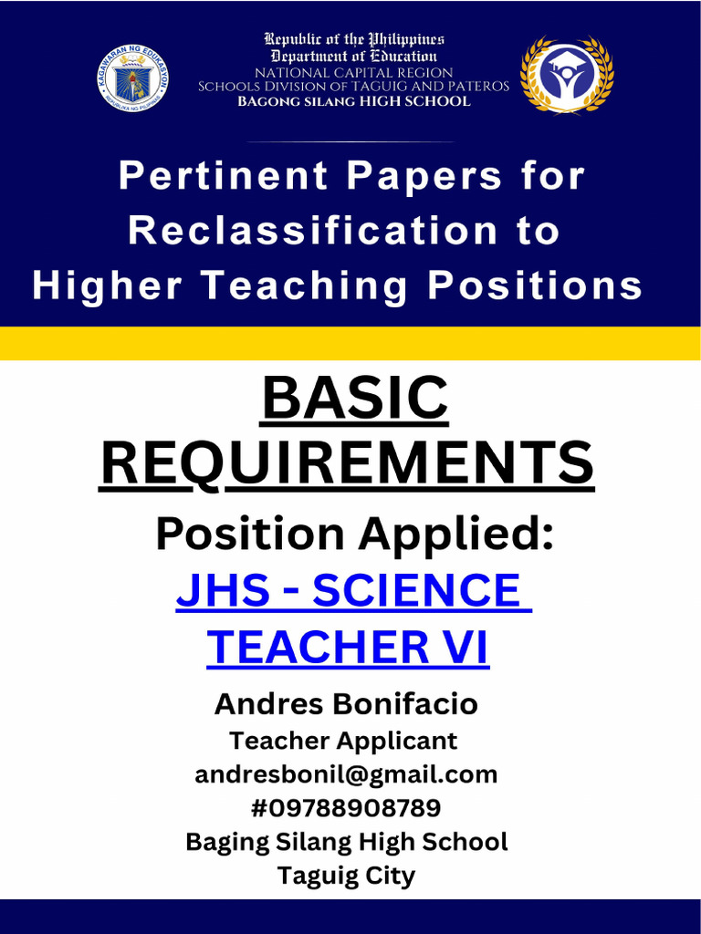 Reclassification Basic Requirements Free From DEPED | PDF