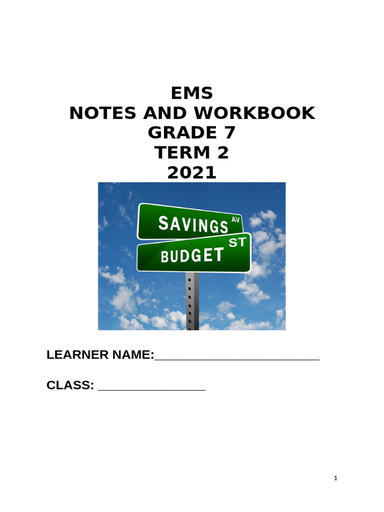 Note Book GR 7 Term2 | PDF | Expense | Money