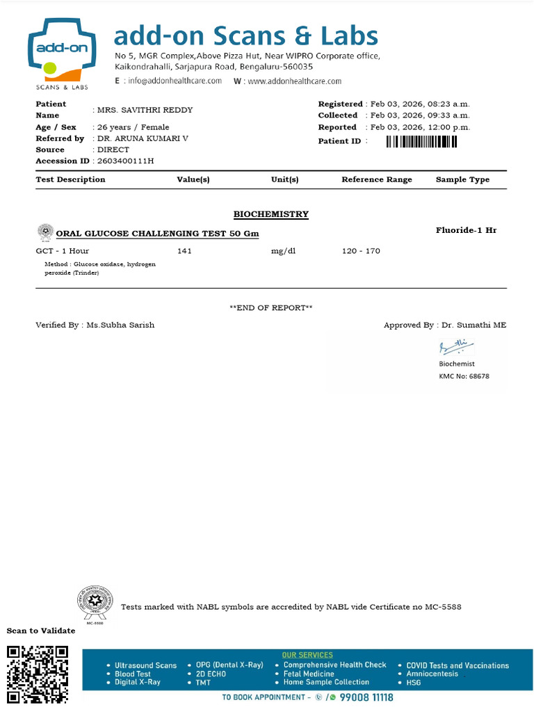 Medical Report Savithri Reddy 2026-53!02!03-26 From Lab 1376 | PDF ...
