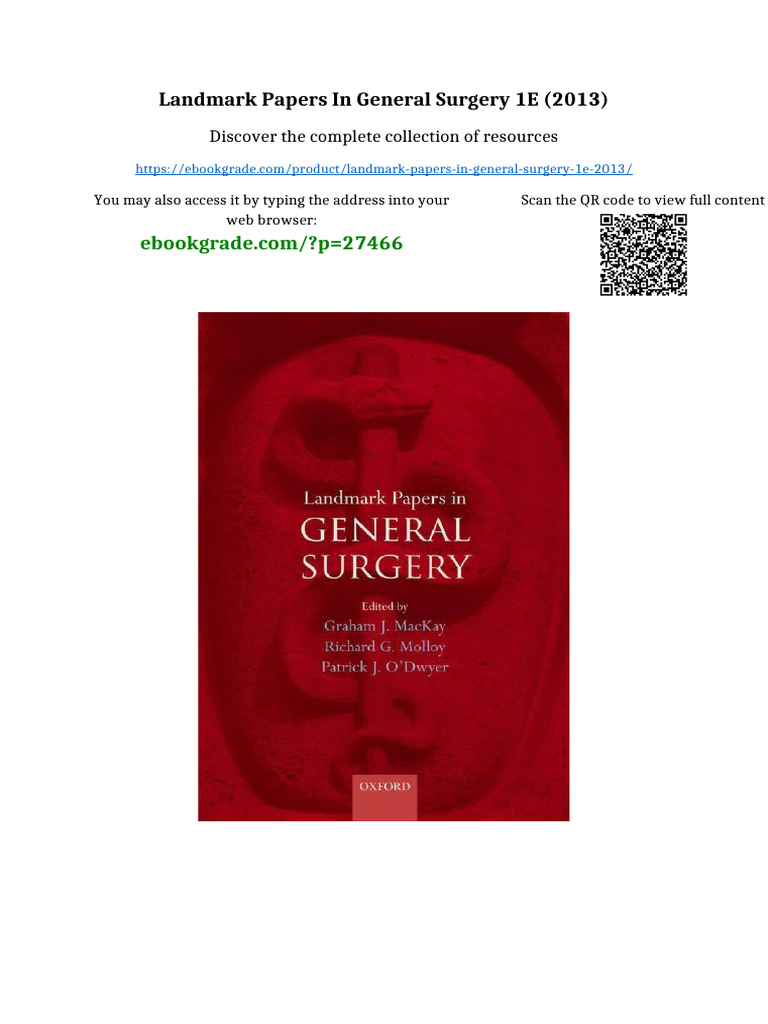 Landmark Papers in General Surgery 1E (2013) pdf version | PDF