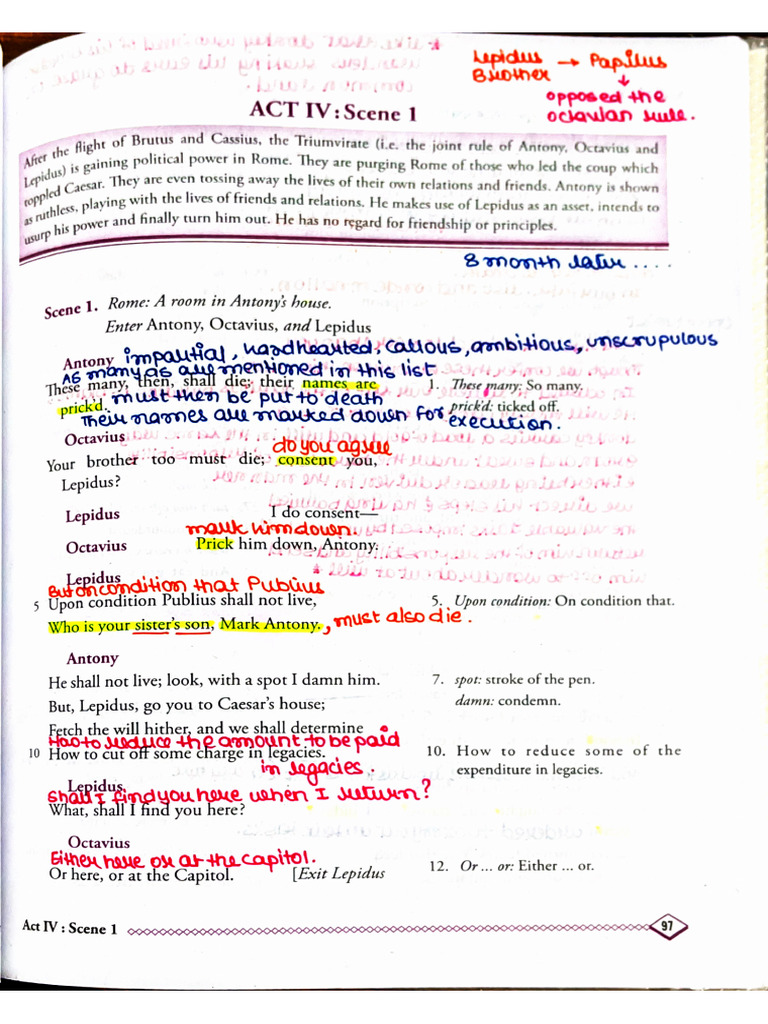 Julius Caesar Act 4 Annotations | PDF
