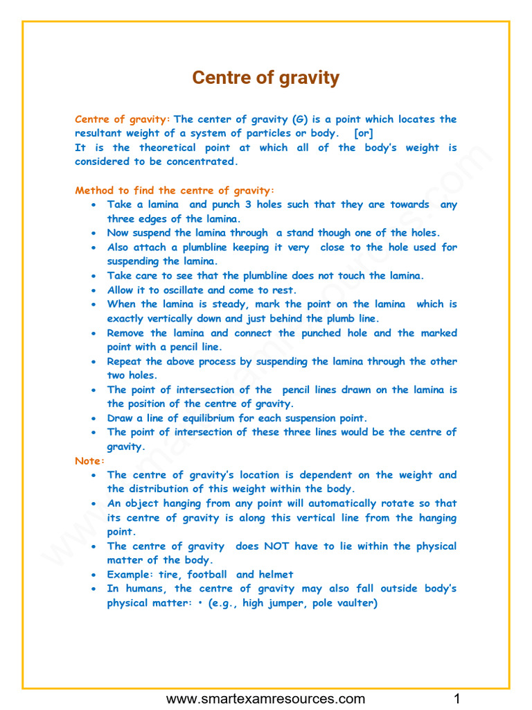 1.5.3 IGCSE Physics Notes Motion Forces Energy Centre of Gravity | PDF ...