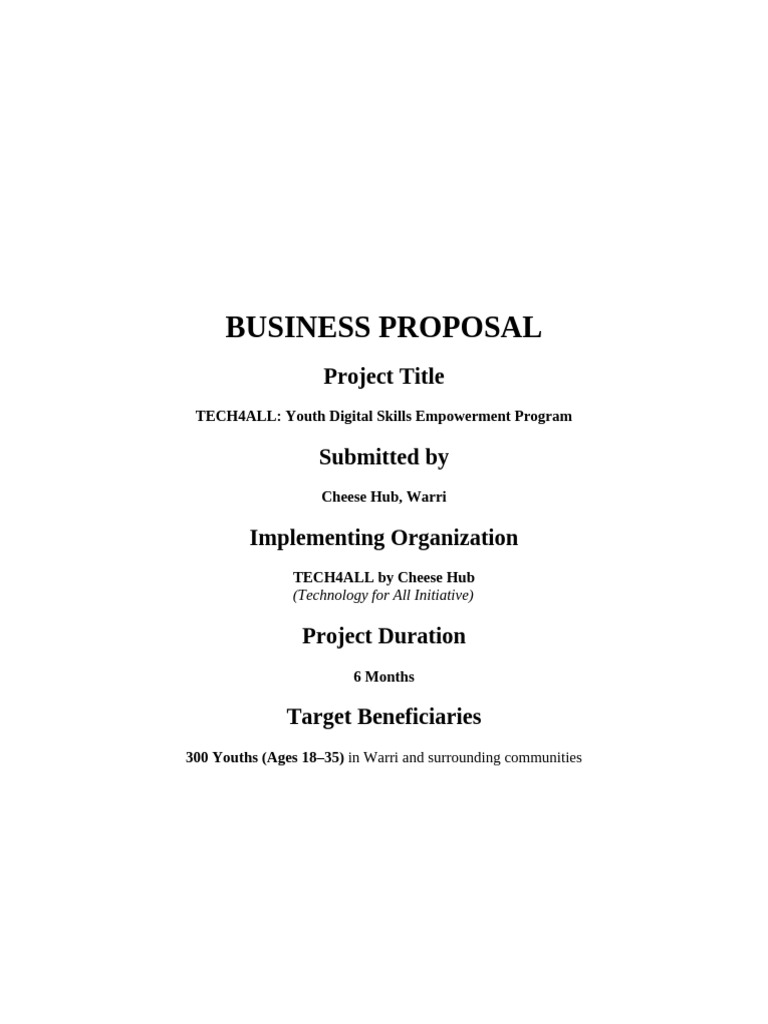 BUSINESS PROPOSAL Cheese HUB | PDF | Mentorship | Startup Company