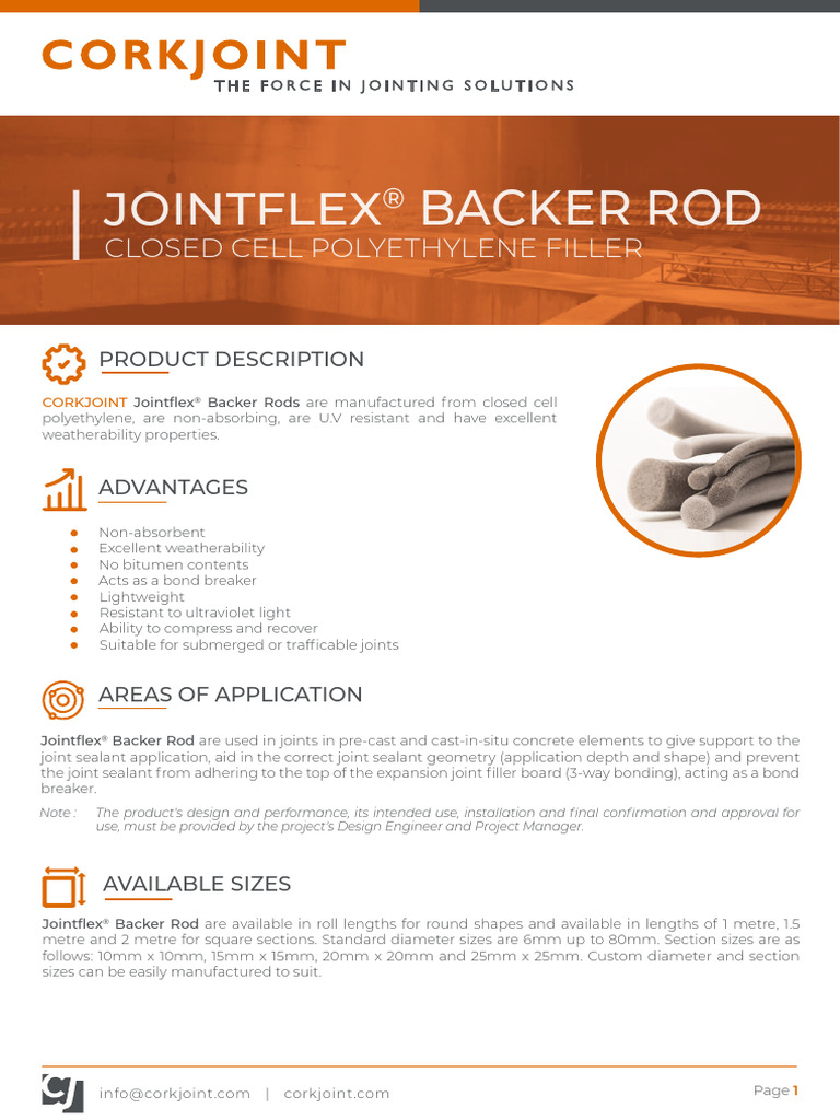 Jointflex Backer Rod Brochure 050422 Compressed | PDF | Materials ...
