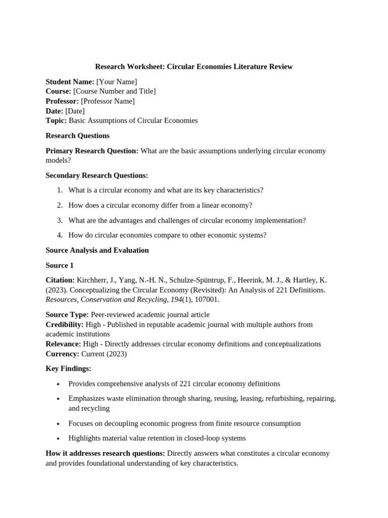 Research Worksheet | PDF | Economies | Natural Environment