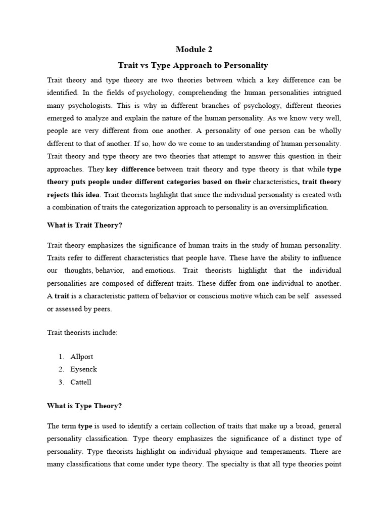 Type & Trait Approach | PDF