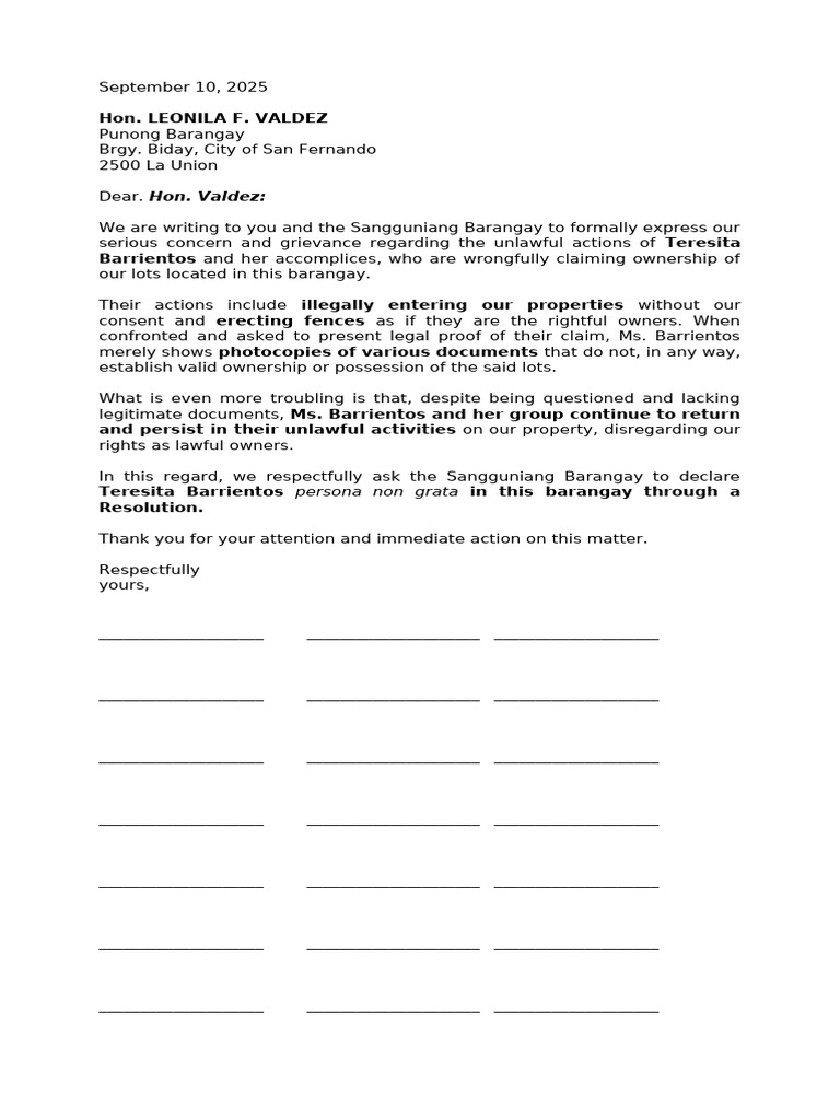 Letter SB Biday | PDF