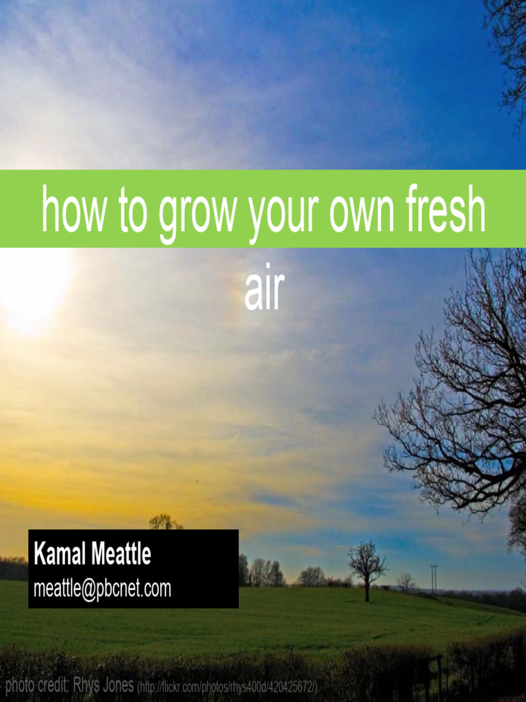 How To Grow Your Own Fresh Air.. - MR Kamal Meattle-Paharpur Business ...