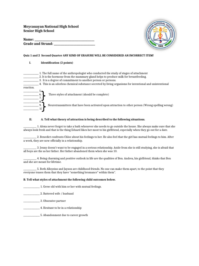 Quiz 1 and 2 Second Quarter | PDF
