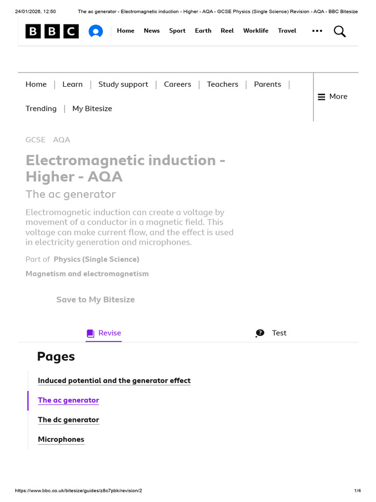 The Ac Generator - Electromagnetic Induction - Higher - AQA - GCSE ...
