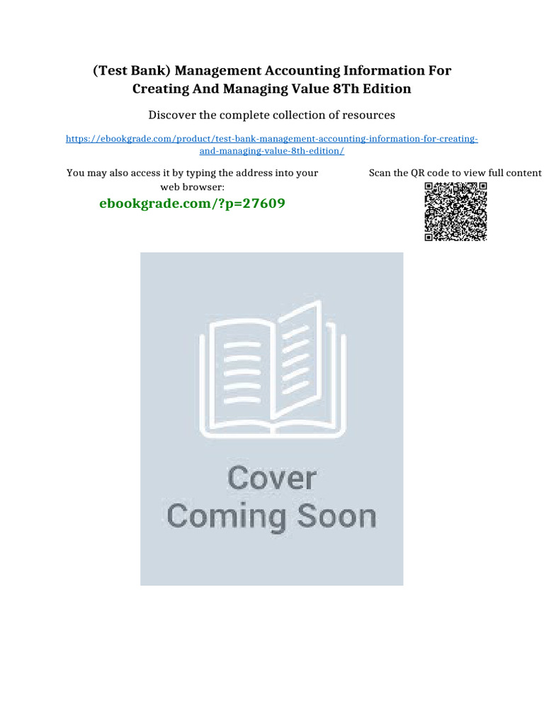 (Test Bank) Management Accounting Information For Creating and Managing ...