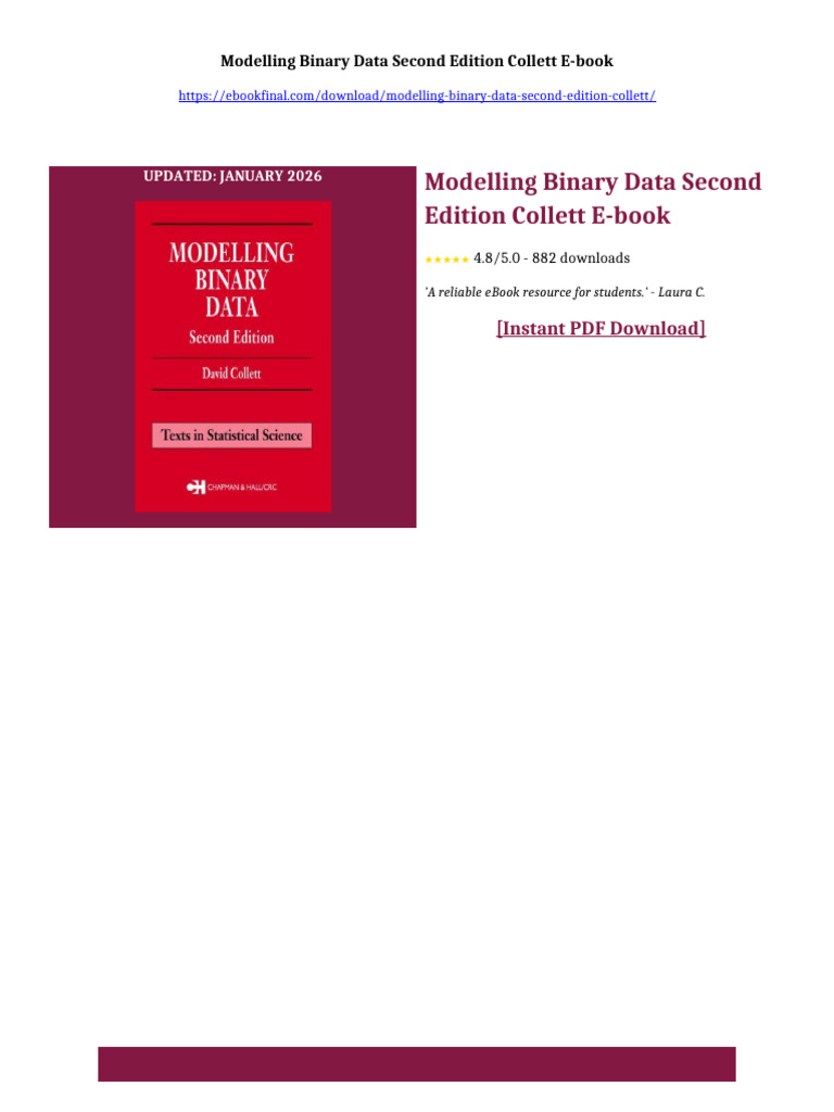 Modelling Binary Data Second Edition Collett ebook hd pdf version | PDF ...