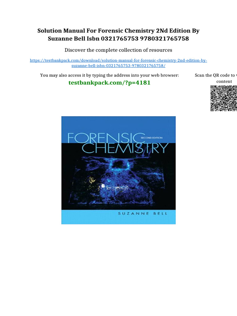 Solution Manual for Forensic Chemistry 2nd Edition by Suzanne Bell ISBN ...