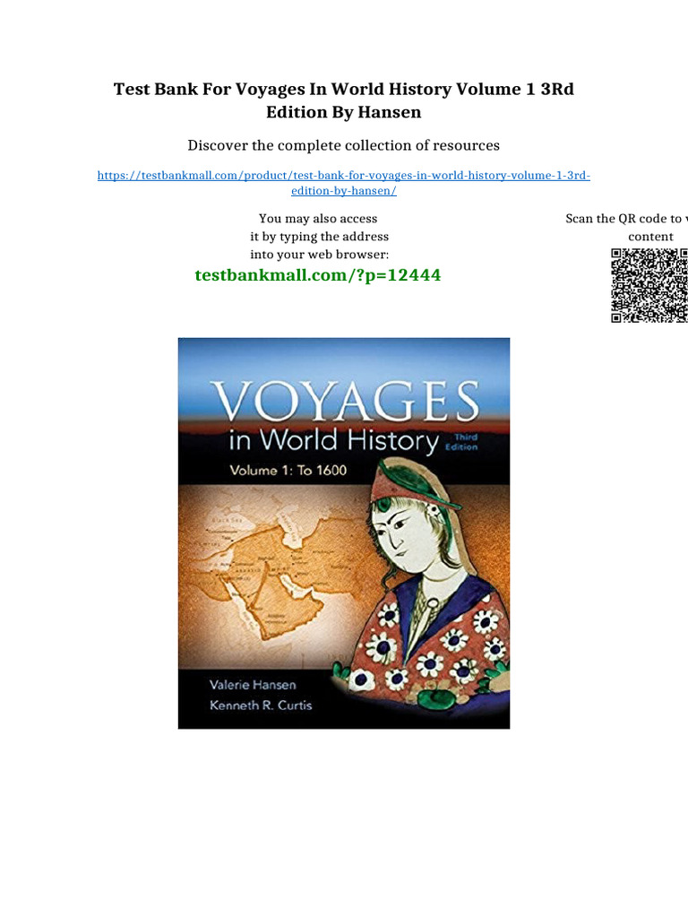 Test bank for Voyages in World History Volume 1 3rd Edition by Hansen ...
