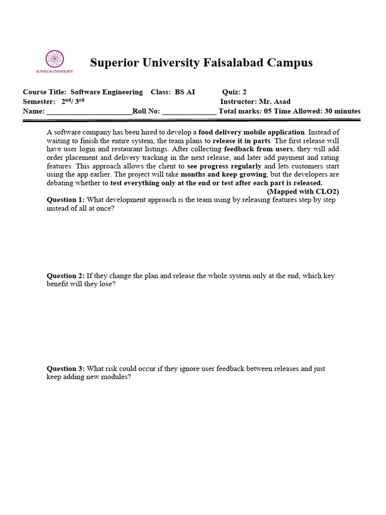 Quiz 2 Bsai | PDF