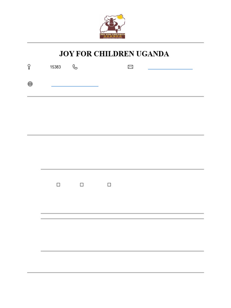 Joy For Children Uganda Application Form 1 | PDF