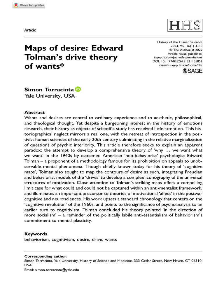 Torracinta 2022 Maps of Desire Edward Tolman s Drive Theory of Wants ...