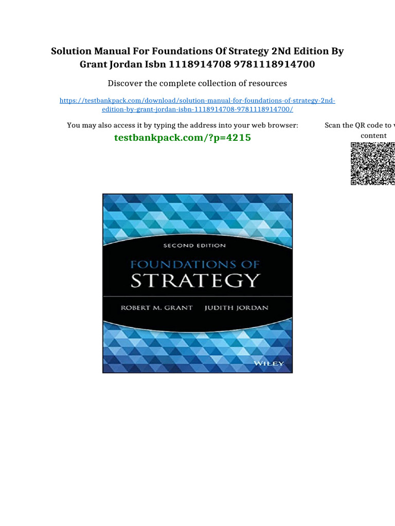 Solution Manual for Foundations of Strategy 2nd Edition by Grant Jordan ...