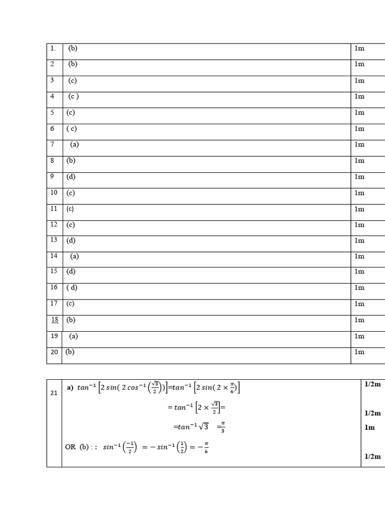 XII Maths Set-1 Answer Key | PDF | Mathematical Physics | Mathematics