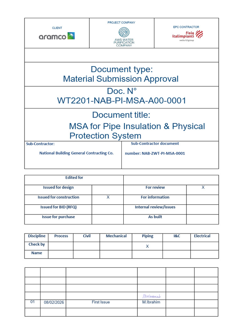 WT2201 NAB PI MSA A00 0001_MSA Pipe Insulation & Physical Protection ...