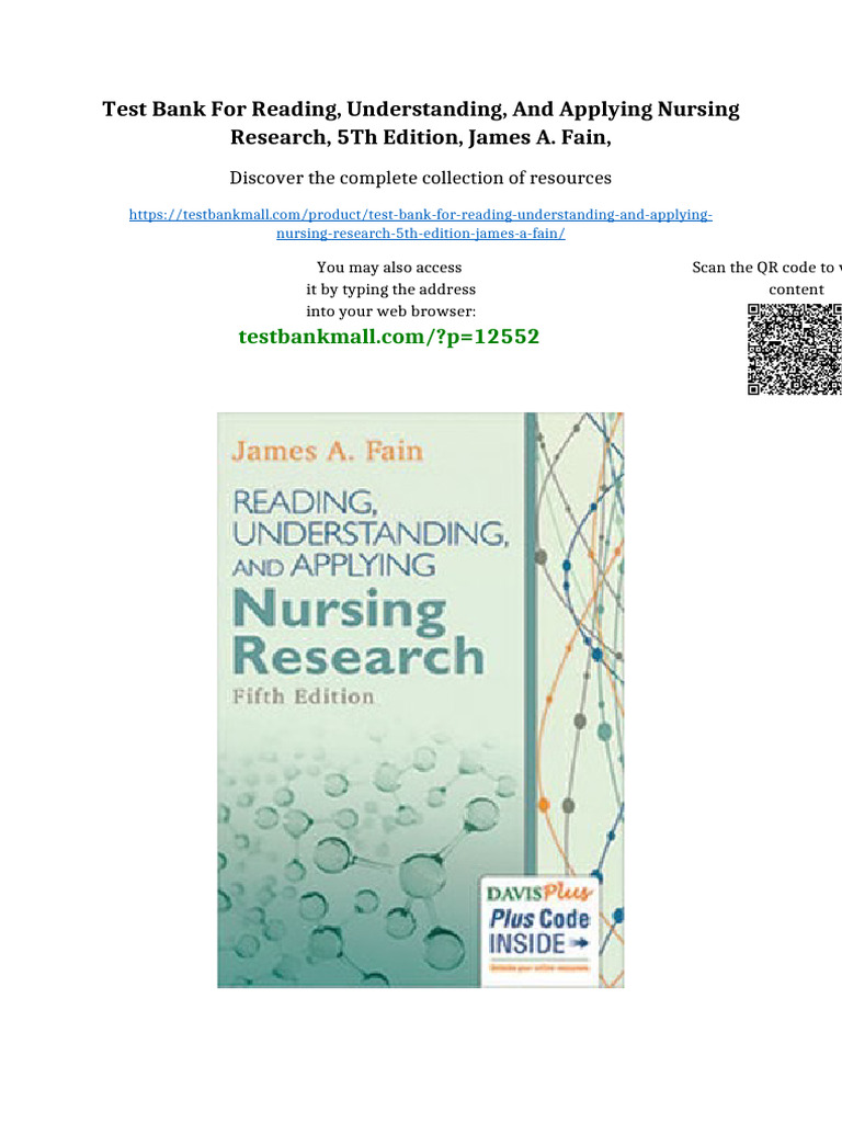 Test Bank for Reading, Understanding, and Applying Nursing Research ...