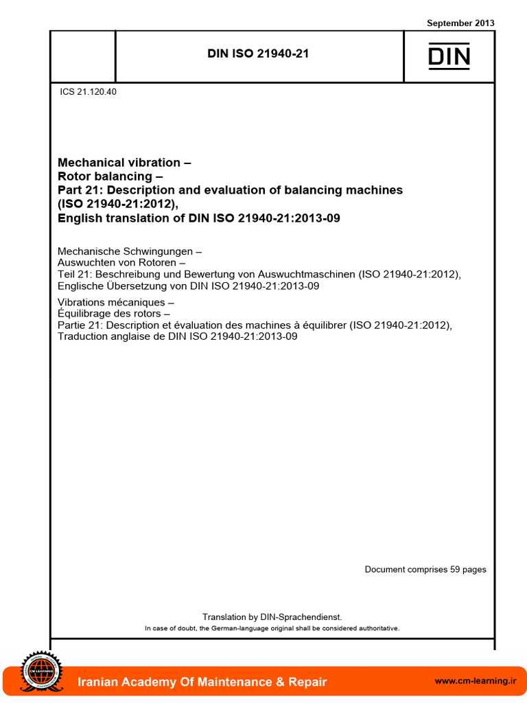 Din Iso 21940-21 | PDF | Electric Motor | Mechanical Engineering
