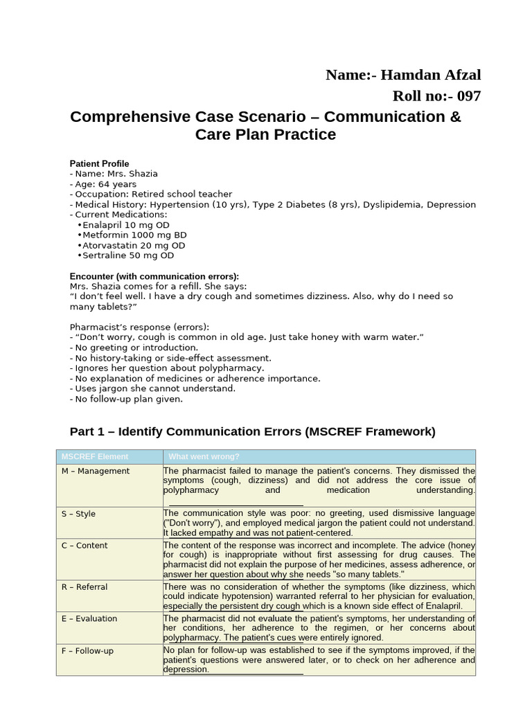 Comprehensive_Communication_Case With Communication Error and Pharmcare ...