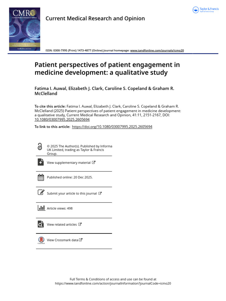 Patient Perspectives of Patient Engagement in Medicine Development a ...