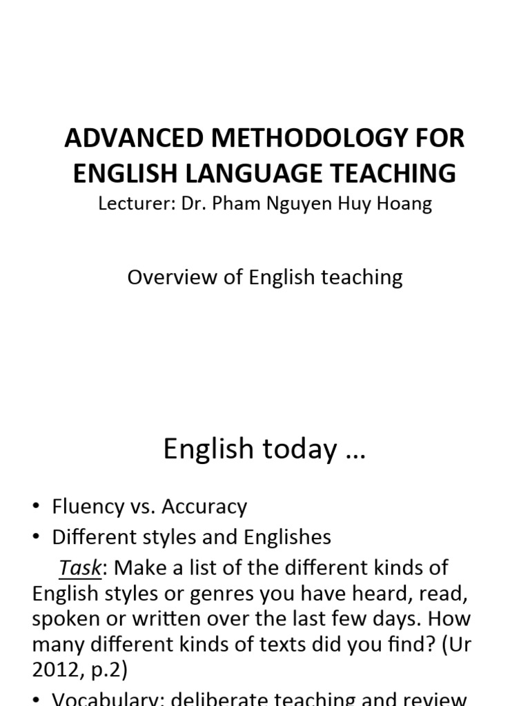 AM - ELT - Session 1 - Overview of English Teaching | PDF | Learning ...