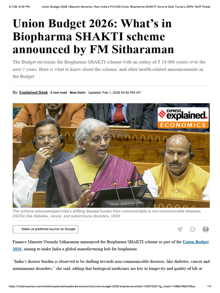 Union Budget 2026 - Beyond Generics - How India's 10,000 Crore ...