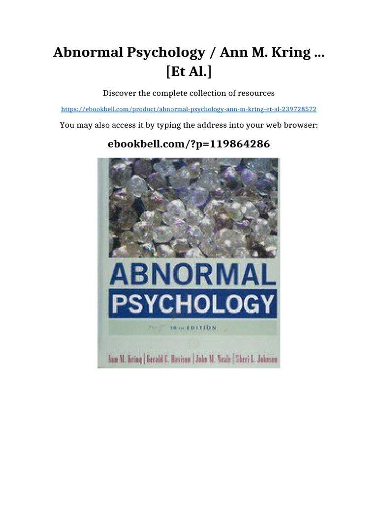 Abnormal Psychology / Ann M. Kring ... (Et Al.) Newest Edition 2025 ...