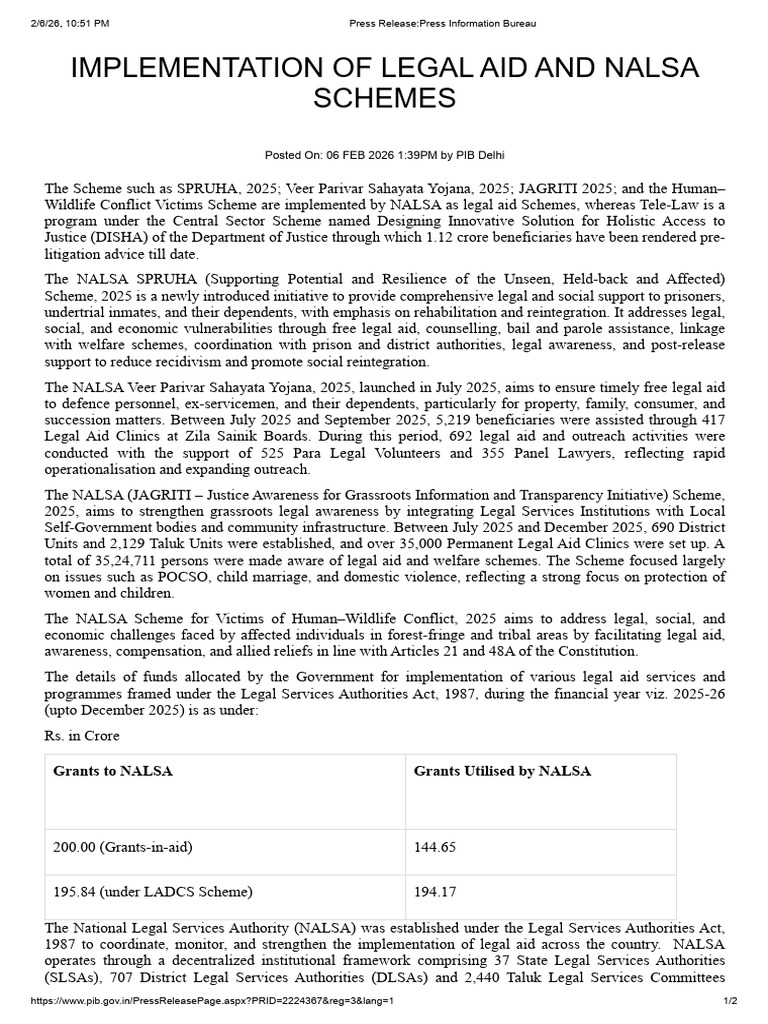 Implementation of Legal Aid and Nalsa Schemes | PDF | Legal Aid | Justice