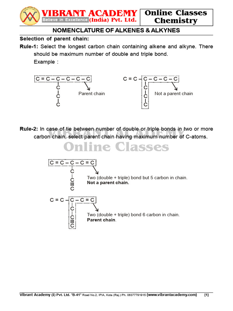 06 - Nomenclature of Alkenes and Alkynes | PDF | Alkene | Chemistry