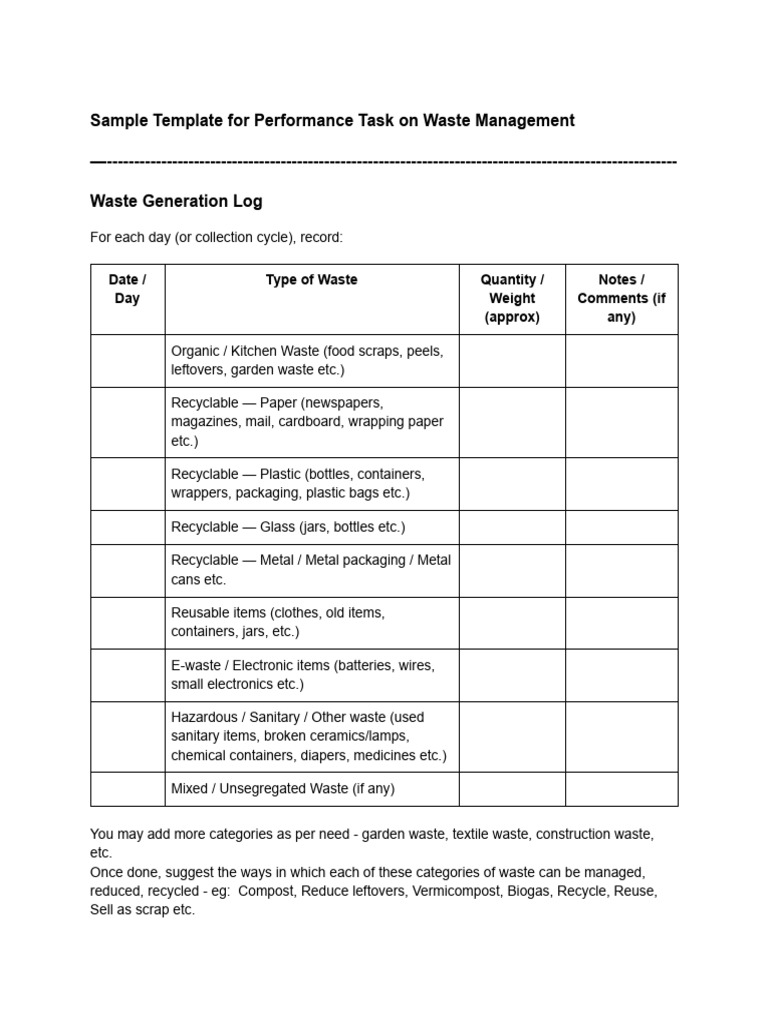 Sample Template For Performance Task | PDF