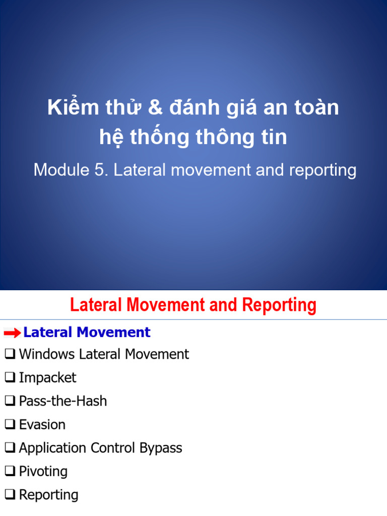 Module 5. Lateral Movement and Reporting | PDF