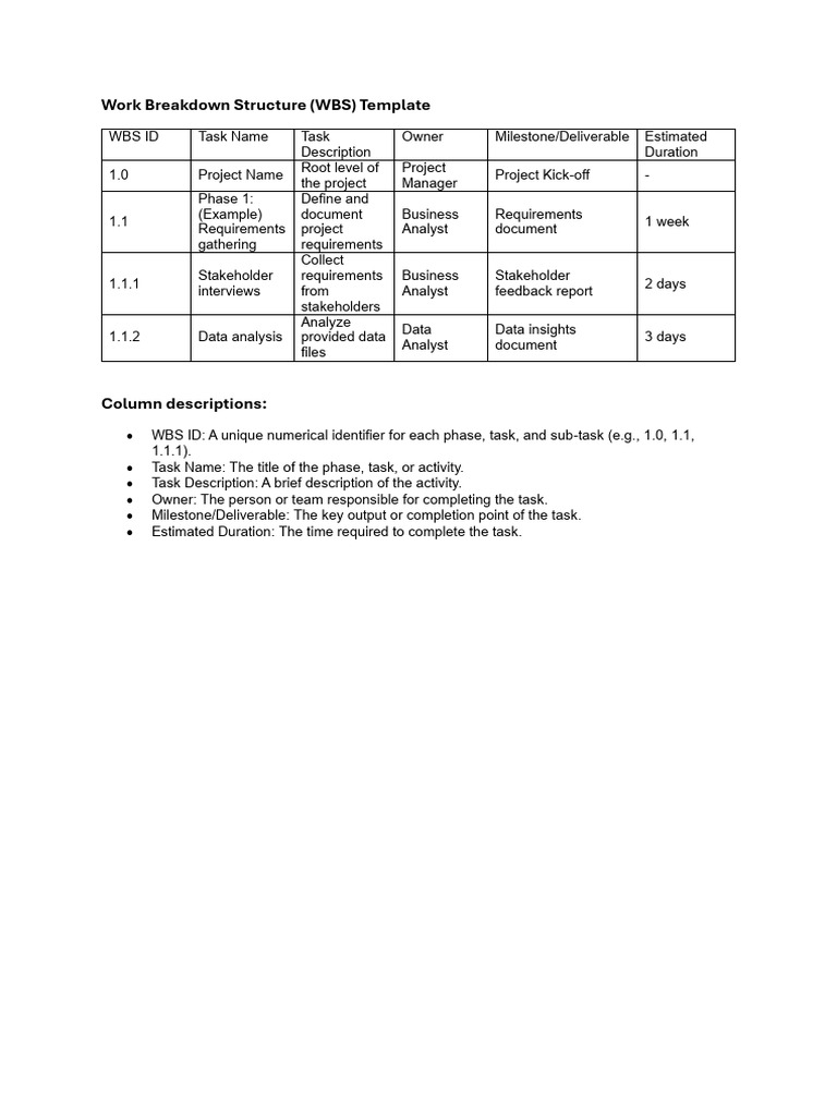 WBS Template | PDF