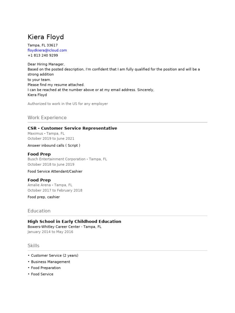 Kiera Floyd Resume | PDF