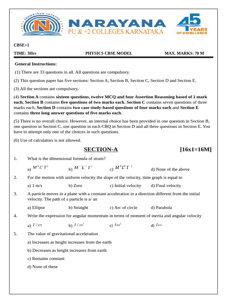 Cbse+1 Physics Model QP - 20260124 - 141952 | PDF | Waves | Velocity
